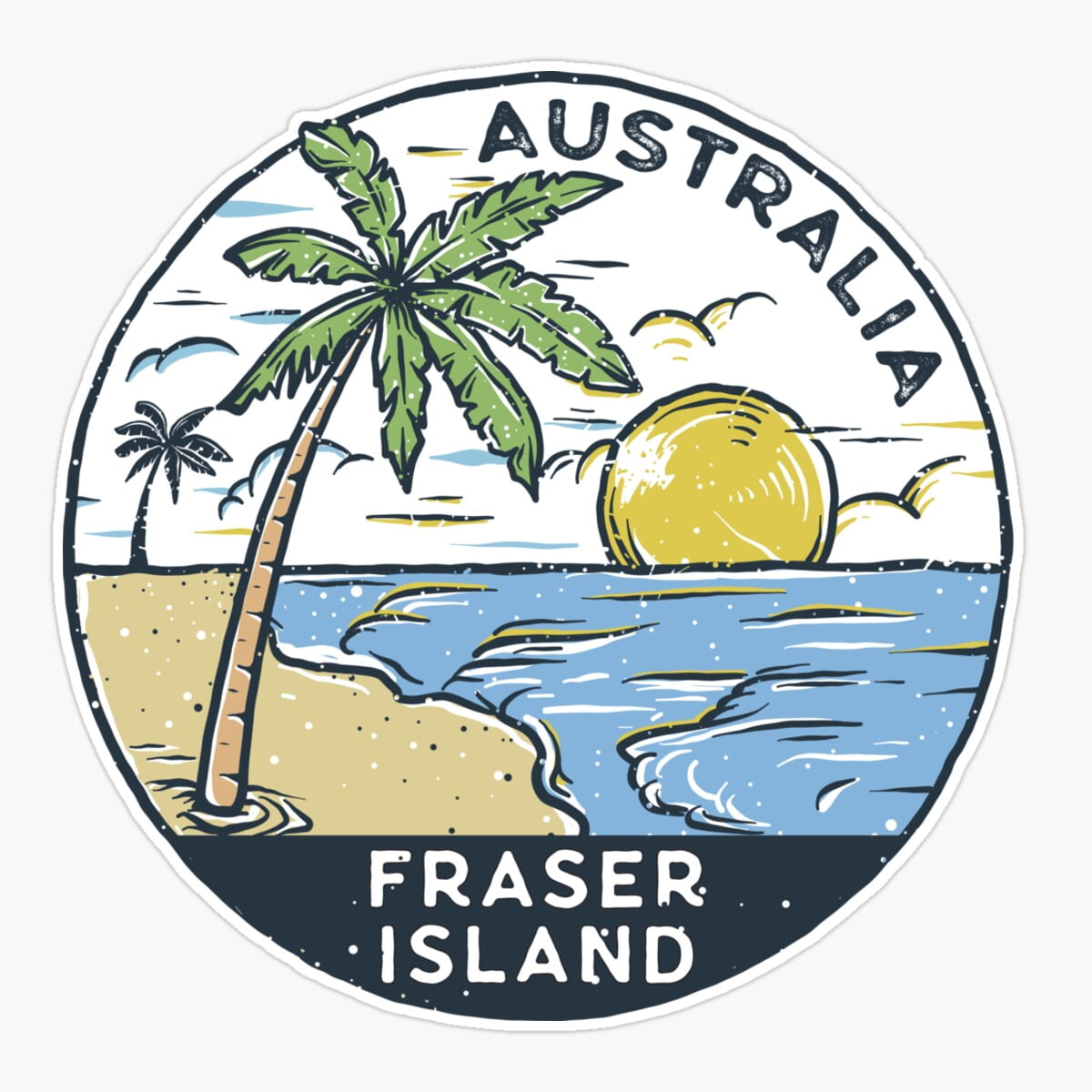 Onim Fraser Island Australia Vintage Sticker, Phone Decal Water Bottle ...