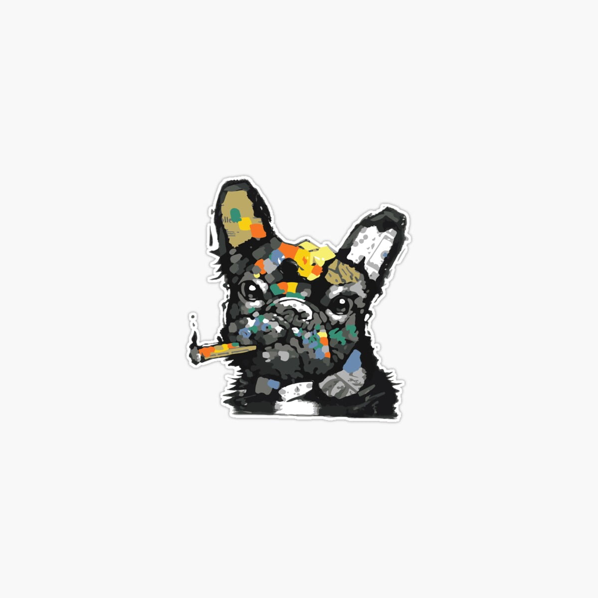 Onim French Bull Dog Smoking A Cigar Sticker, Phone Decal Water Bottle ...