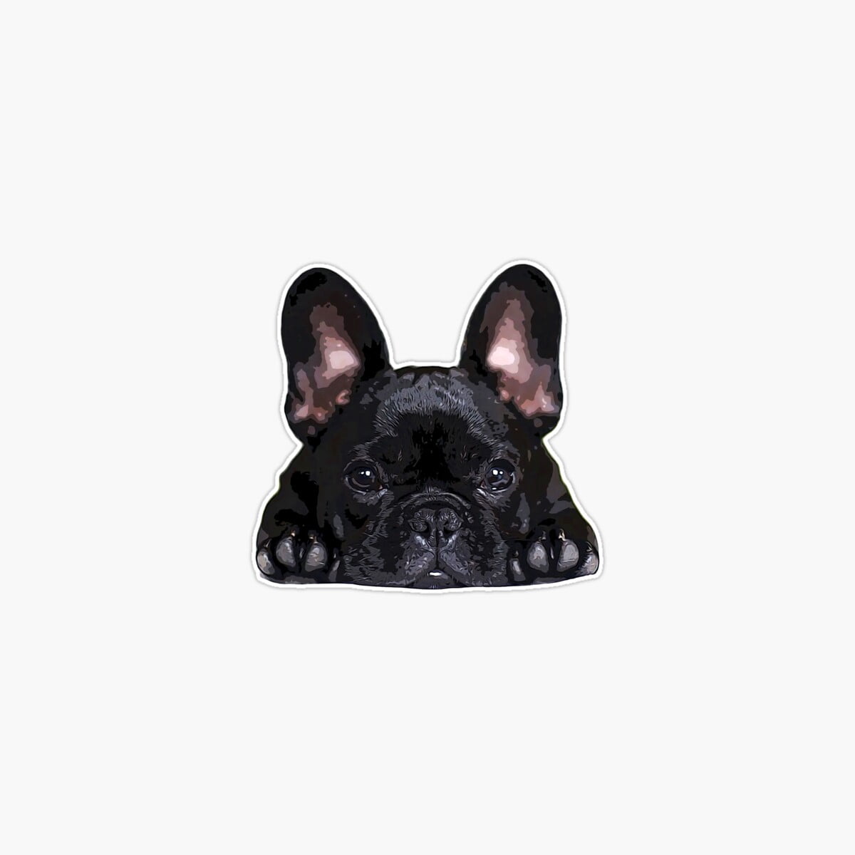Onim French Bulldog Black Puppy Dog Sticker, Phone Decal Water Bottle ...