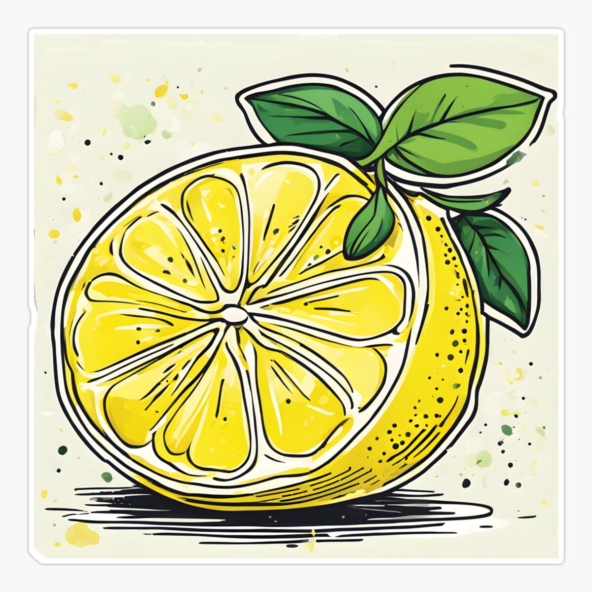 Onim Fresh Lemon Slice Art Sticker, Phone Decal Water Bottle Stickers ...