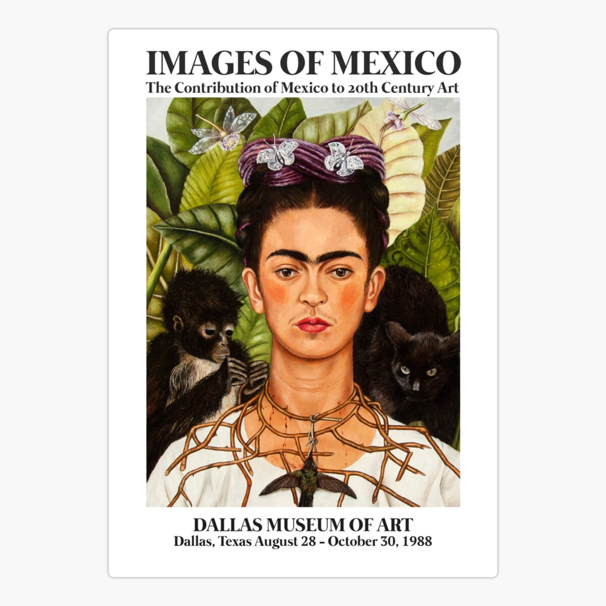 Onim Frida Kahlo Exhibition Art Poster - Self-Portrait With Thorn ...