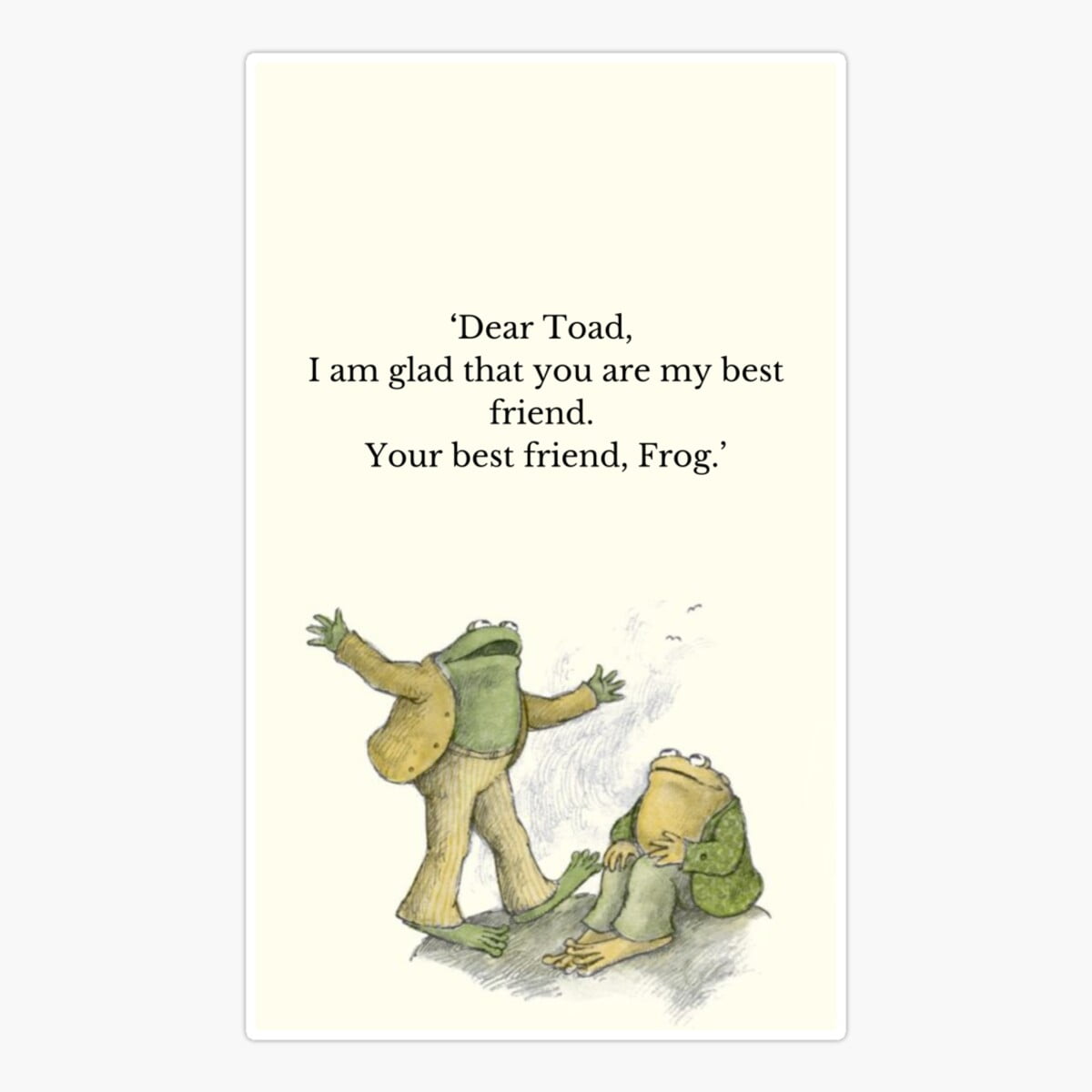 Onim Frog And Toad Best Friend Quote Sticker, Phone Decal Water Bottle ...
