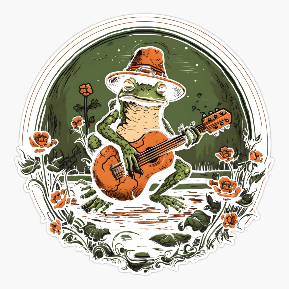 Onim Frog Banjo Love: Toadstool & Phrog Cottagecore Aesthetic Sticker ...