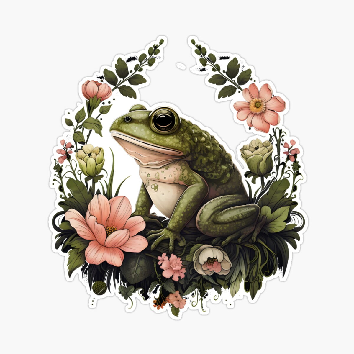 Onim Frog Banjo Love: Toadstool & Phrog Cottagecore Aesthetic Sticker ...