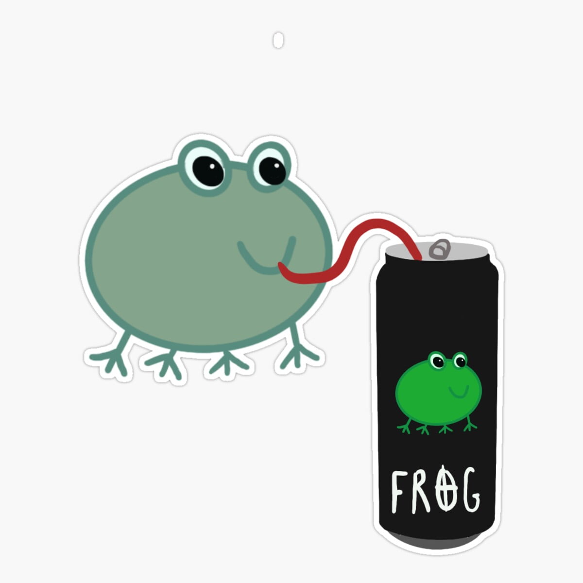Onim Frog Drinking Frog Monster With Tongue Sticker, Phone Decal Water ...