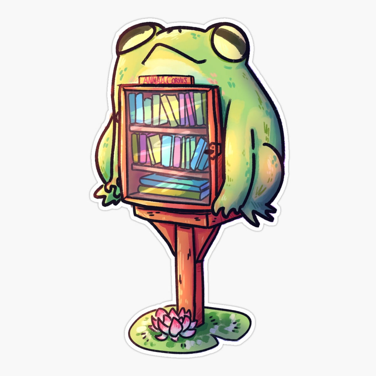 Onim Frog Library Sticker, Phone Decal Water Bottle Stickers Car Decals, Funny Birthday Gift ...