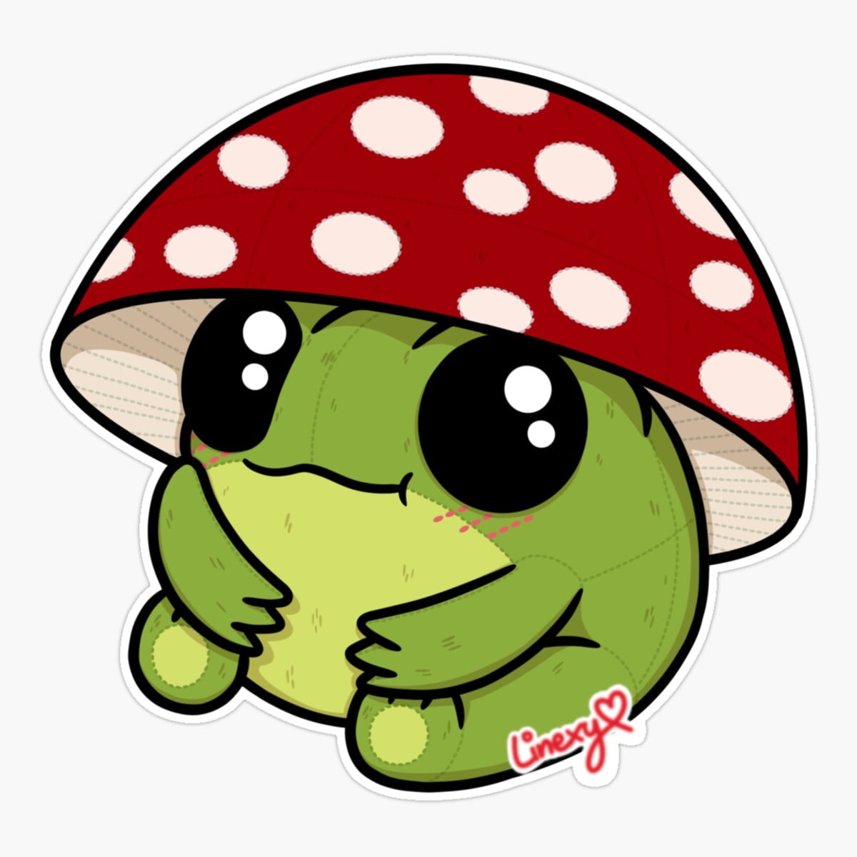 Onim Frog Plushie With Shroom Hat Pattern Sticker, Phone Decal Water ...