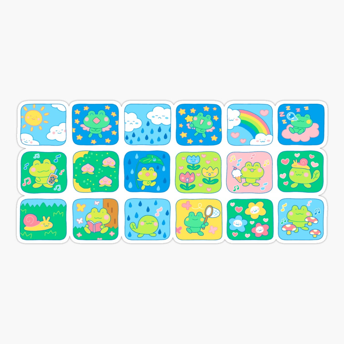 Onim Frog Squares Sticker, Phone Decal Water Bottle Stickers Car Decals, Funny Birthday Gift ...