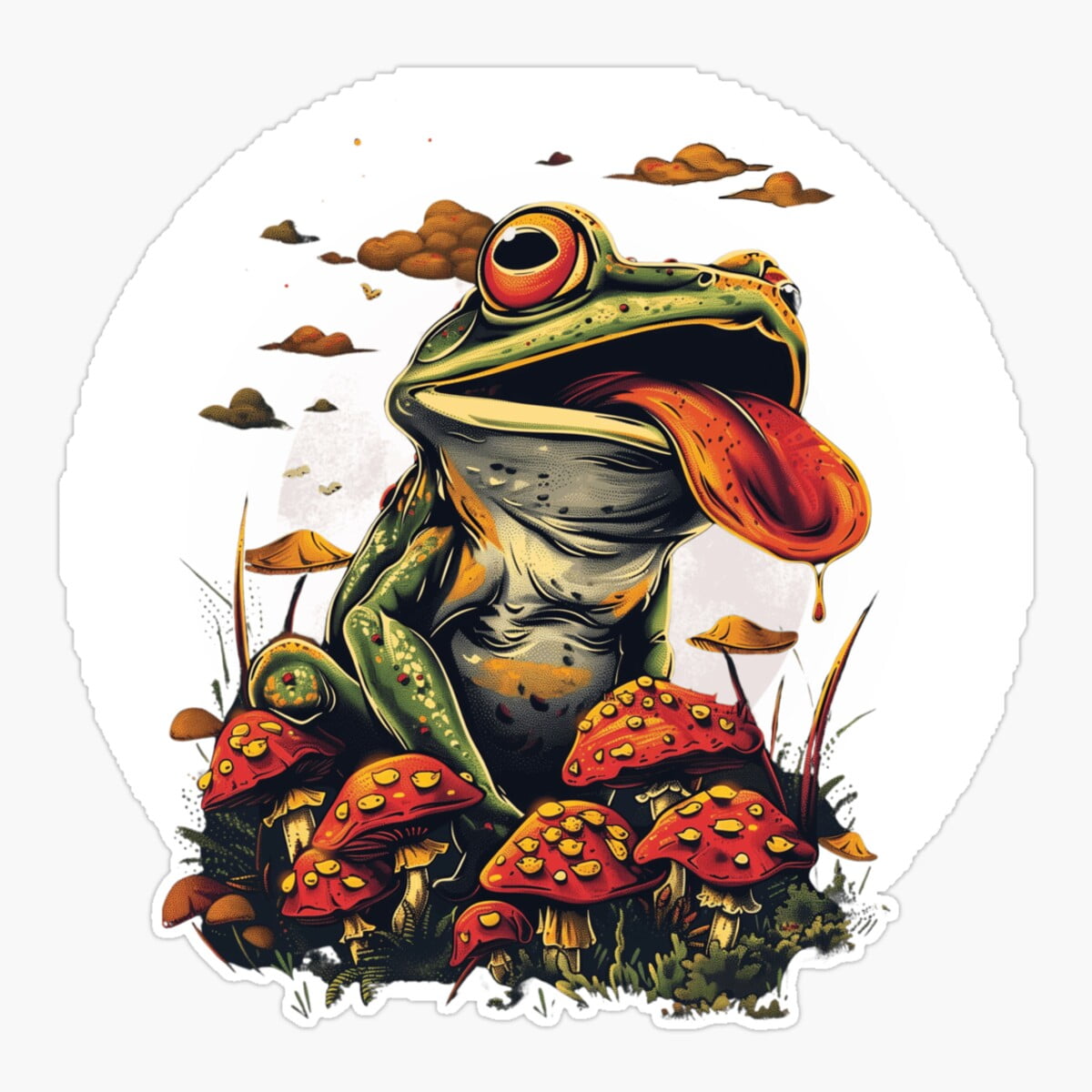 Onim Frog Tripping Out On Too Much Cottagecore! Sticker, Phone Decal ...