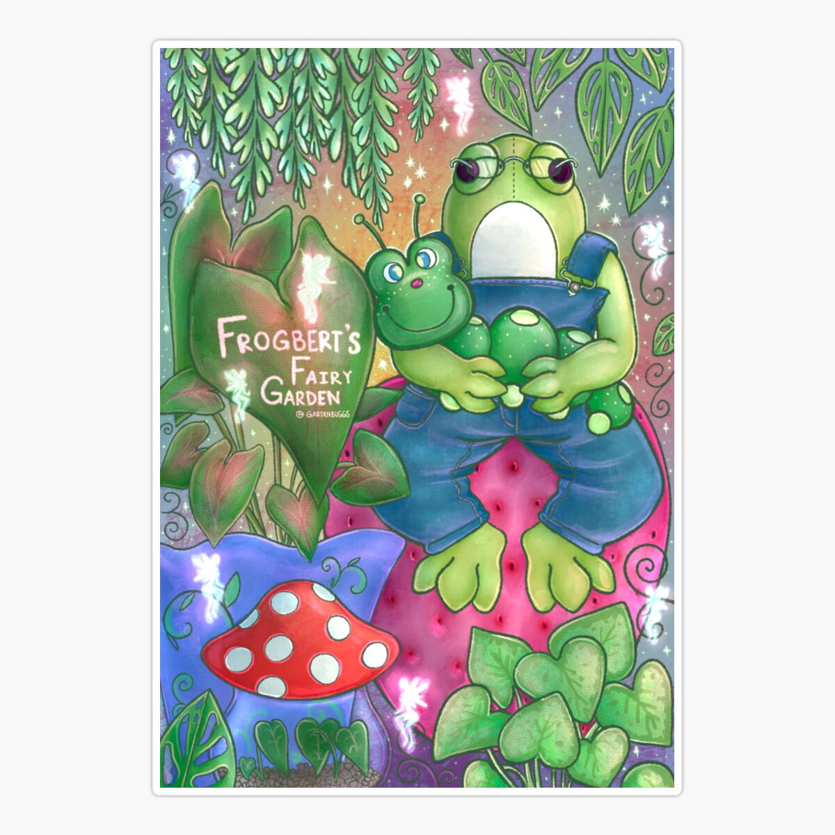 Onim Frogbert’S Fairy Garden Sticker, Phone Decal Water Bottle Stickers ...