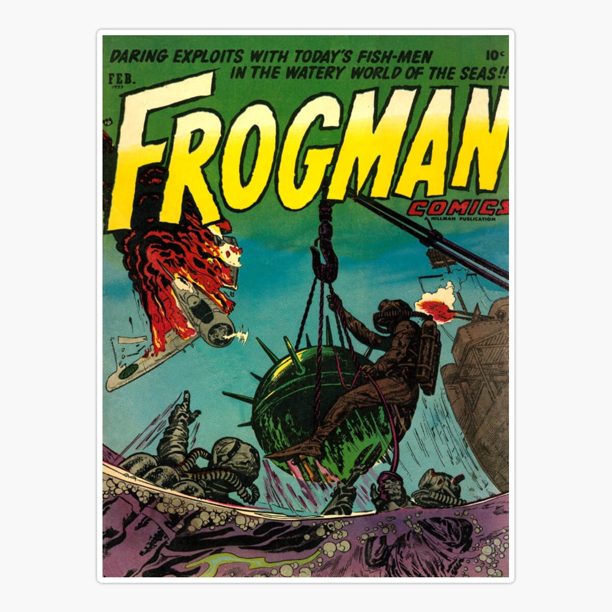 Onim Frogman War Comic Sticker, Phone Decal Water Bottle Stickers Car ...