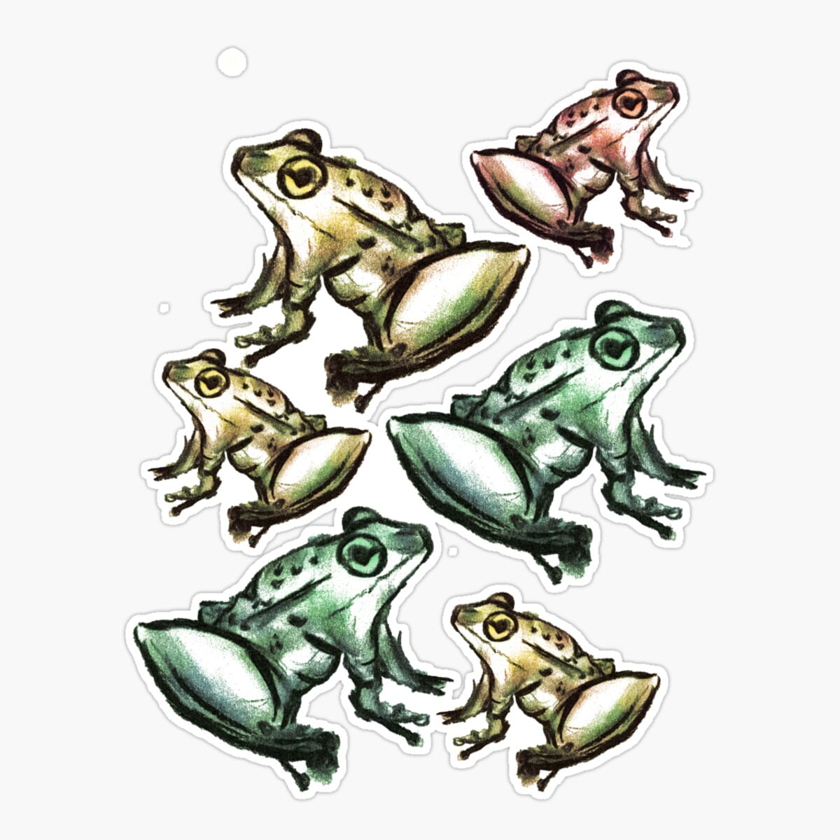 Onim Frogs, Forestcore Charcoal Drawing Pattern Sticker, Phone Decal Water Bottle Stickers Car ...