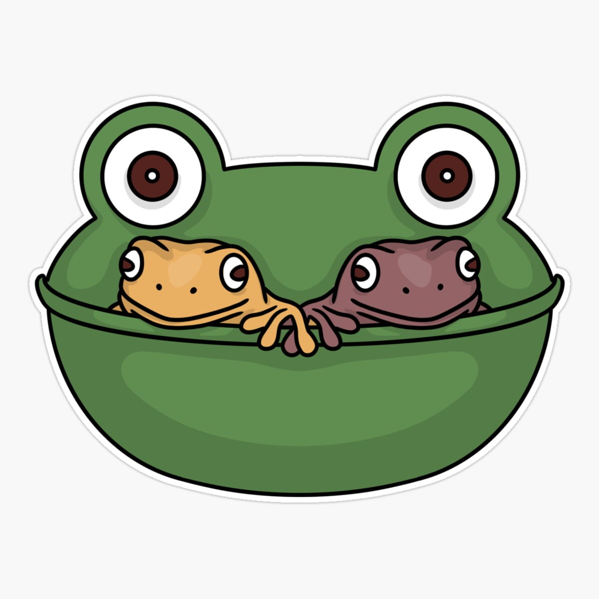 Onim Frogs Holding Hands In The Froggy Soap Dish Sticker, Phone Decal ...