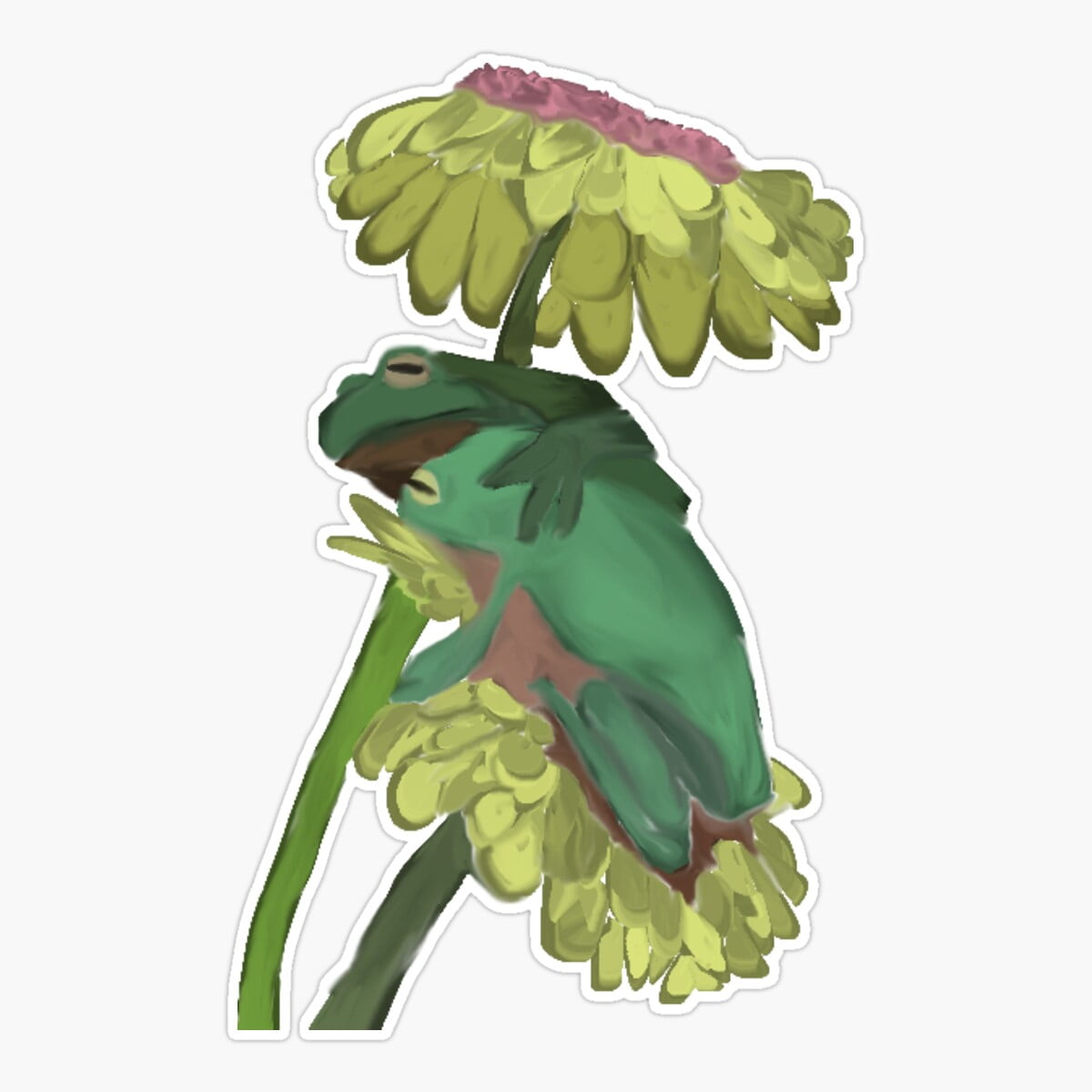 Onim Frogs On A Flower Sticker, Phone Decal Water Bottle Stickers Car ...