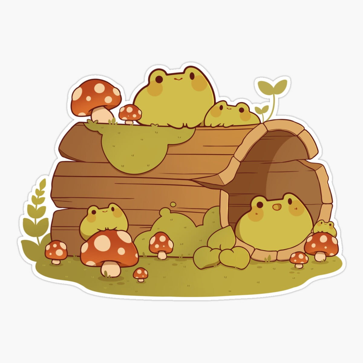 Onim Frogs On A Mossy Log Sticker, Phone Decal Water Bottle Stickers Car Decals, Funny Birthday ...