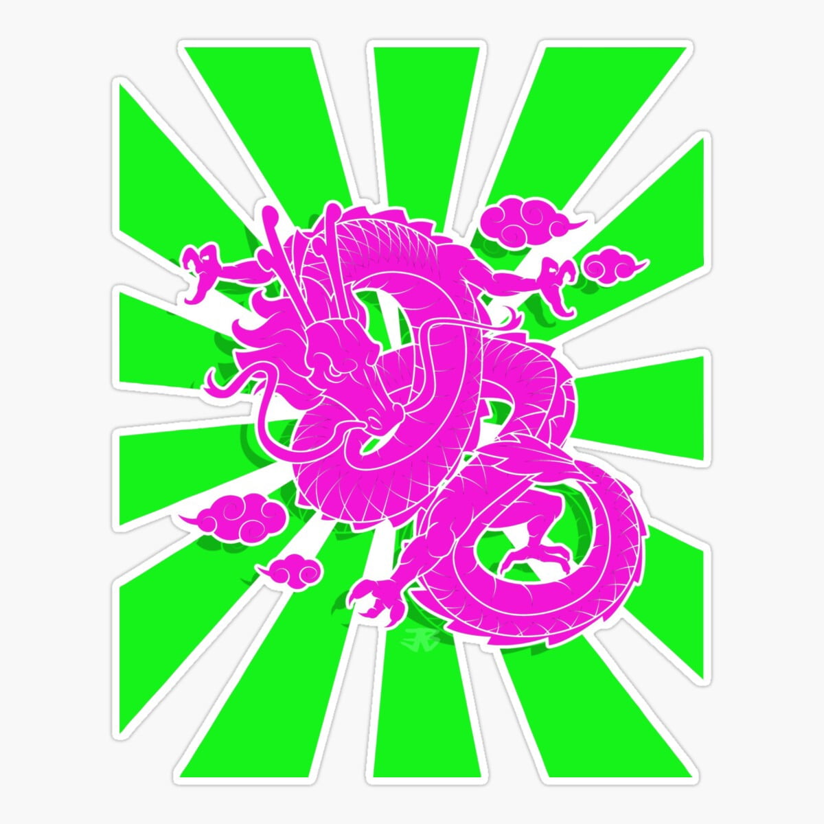 Onim Fuchsia Japanese Dragon Tattoo Style With Rising Sun Flag Japan ...