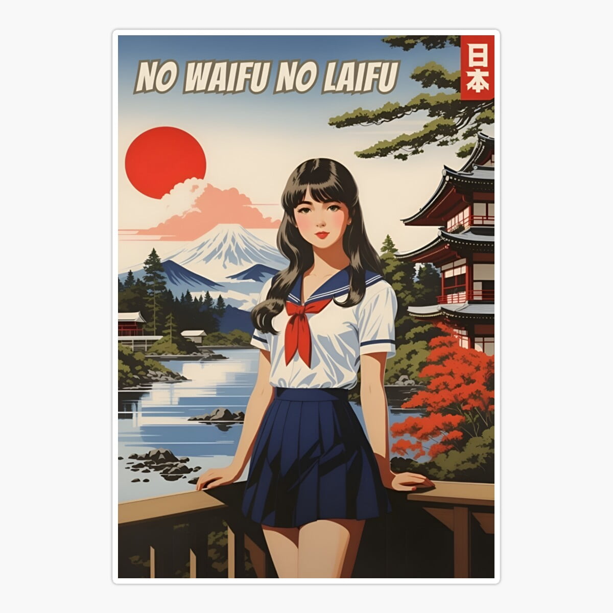 Onim Funny Artsy Japan Kawaii Girl Anime Waifu Sticker, Phone Decal ...