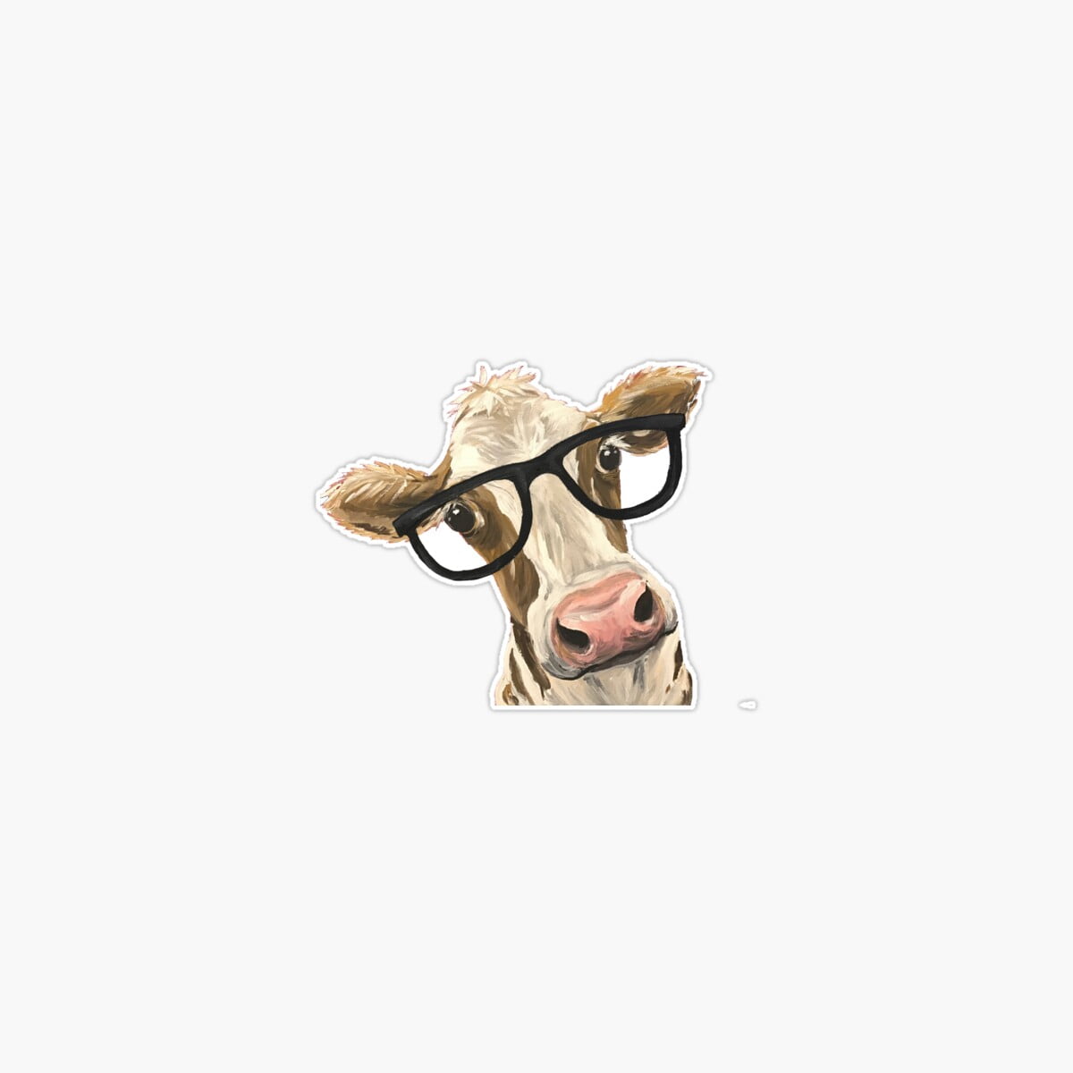 Onim Funny Cow Art, Cow With Glasses Art Sticker, Phone Decal Water ...