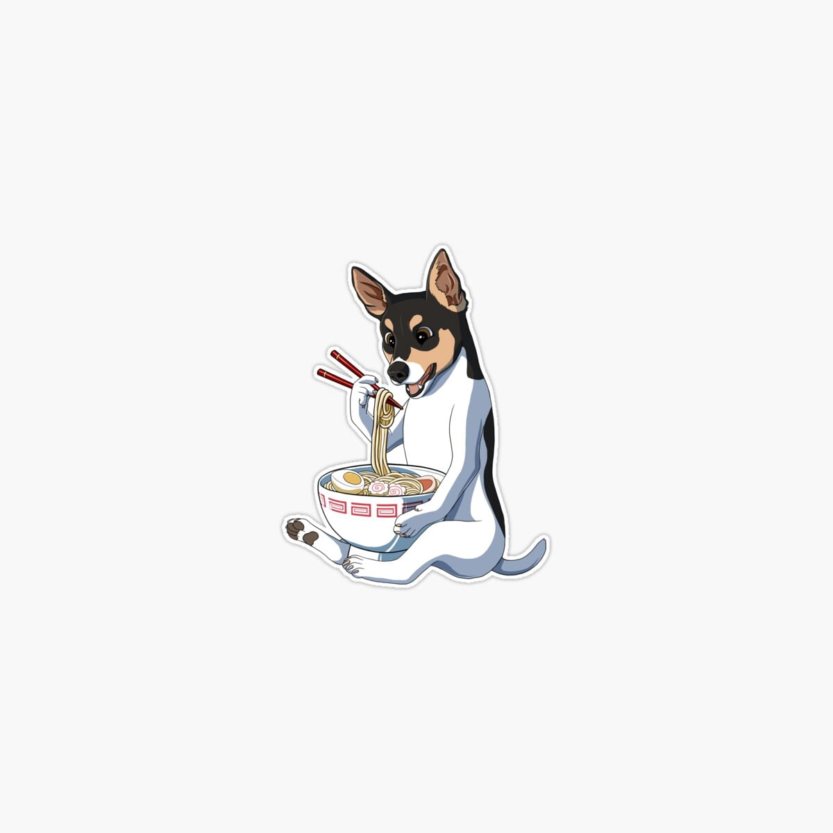 Onim Funny Japanese Kawaii Ramen Rat Terrier Dog Sticker, Phone Decal ...