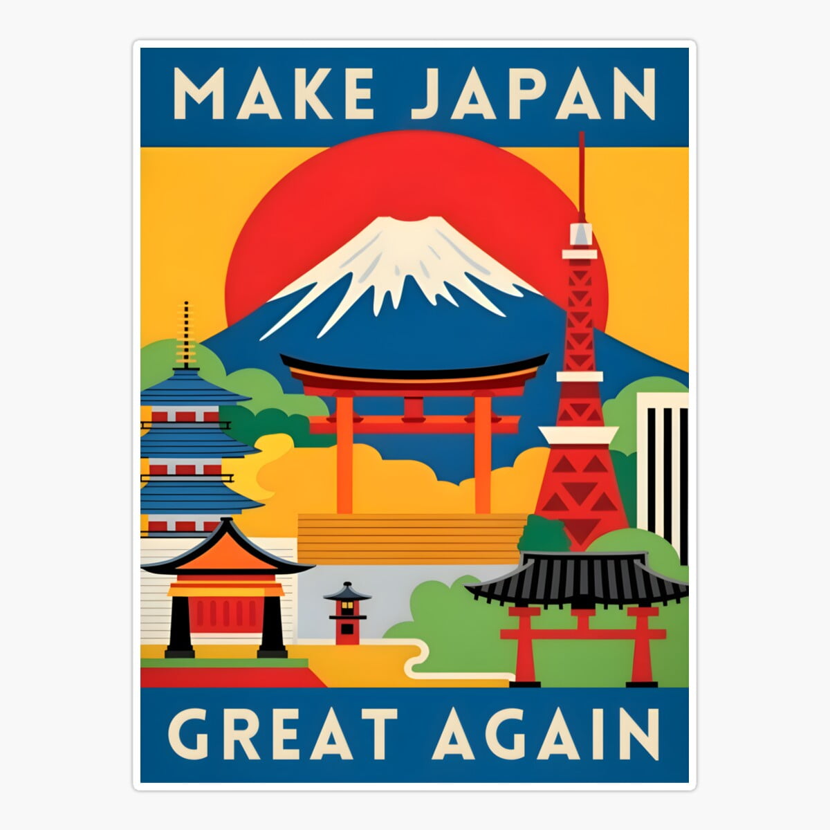 Onim Funny Retro Travel Japan Tourism Humor Sticker, Phone Decal Water ...