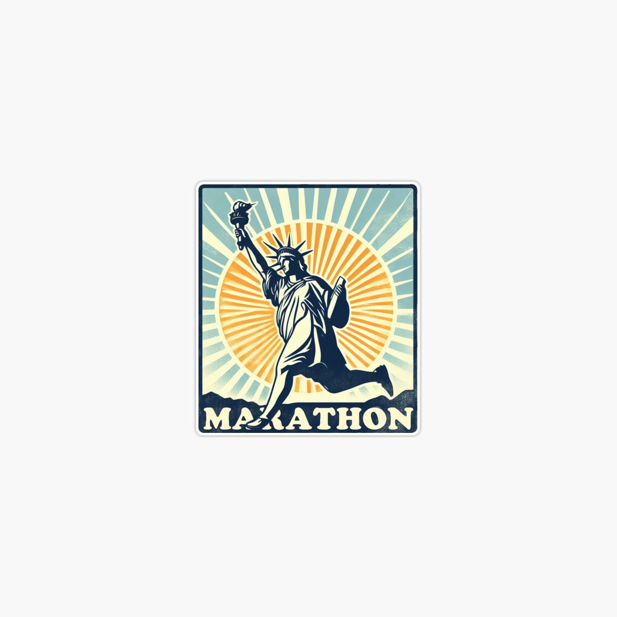 Onim Funny Sports State Of Liberty Marathon Sticker, Phone Decal Water ...
