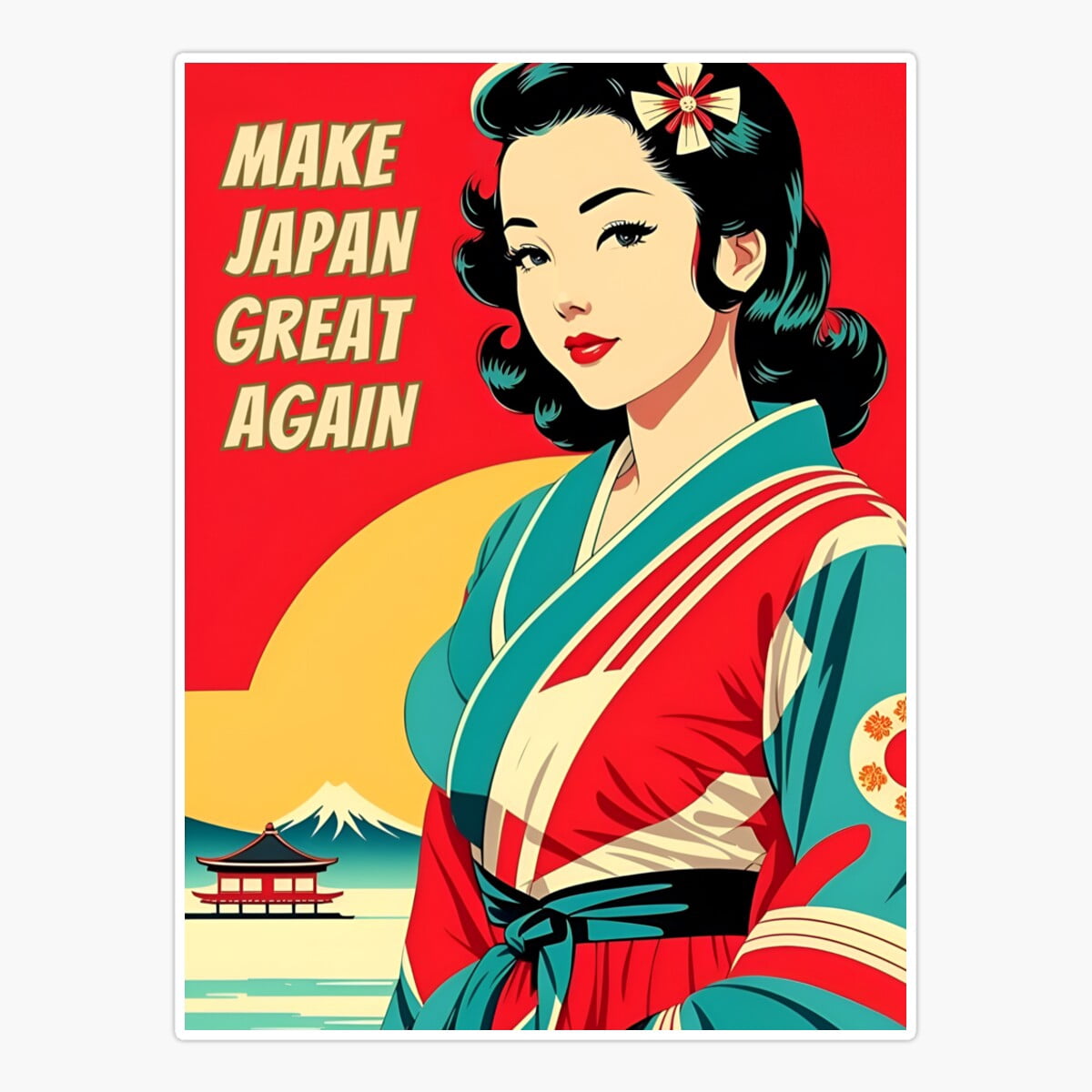 Onim Funny Vintage Travel Japan Retro Humor Sticker, Phone Decal Water ...