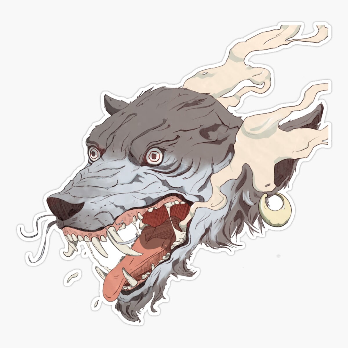 Onim Fury Wolf Sticker, Phone Decal Water Bottle Stickers Car Decals ...