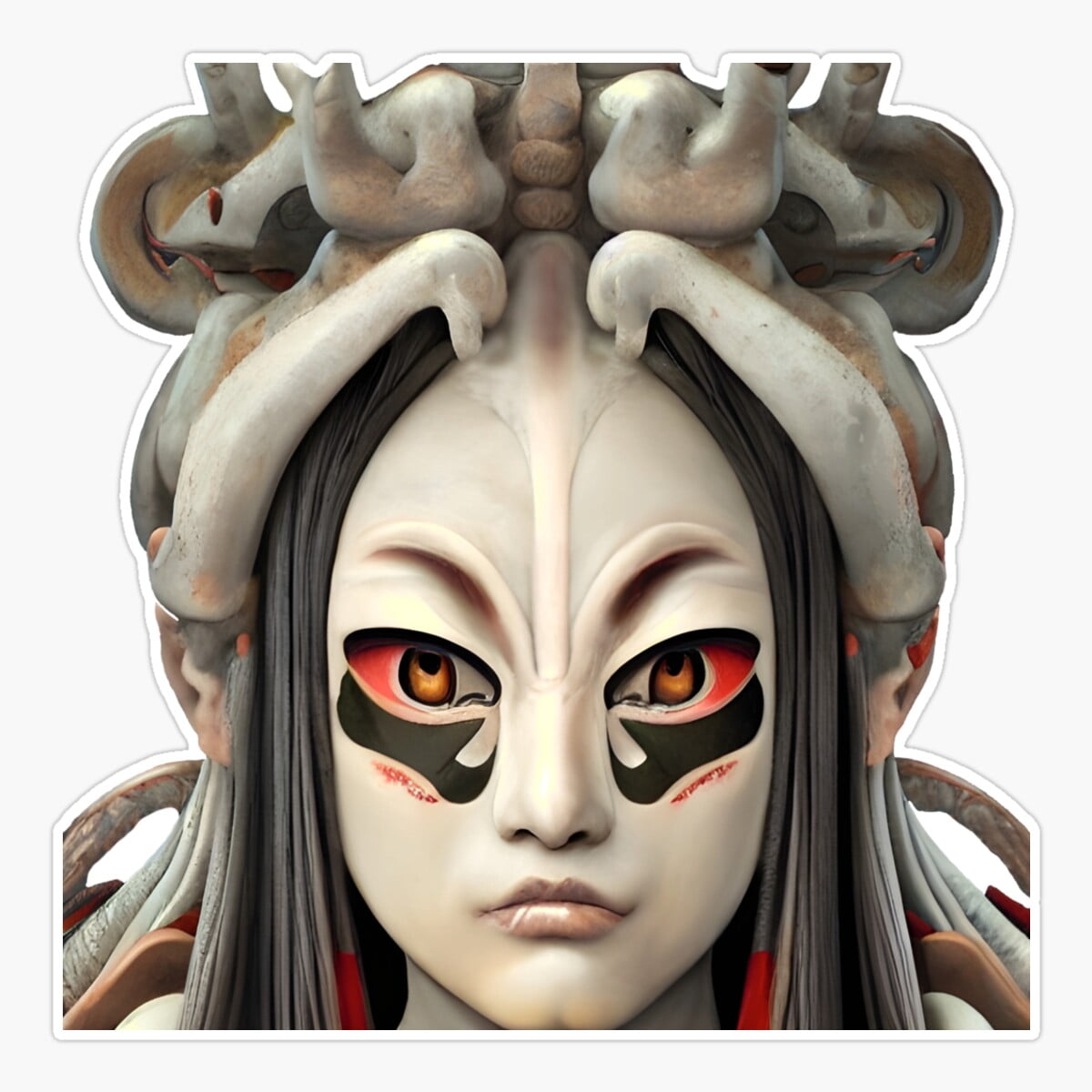 Onim Futakuchi Onna Japanese Female Demon Mythical Creature Sticker, Phone Decal Water Bottle ...