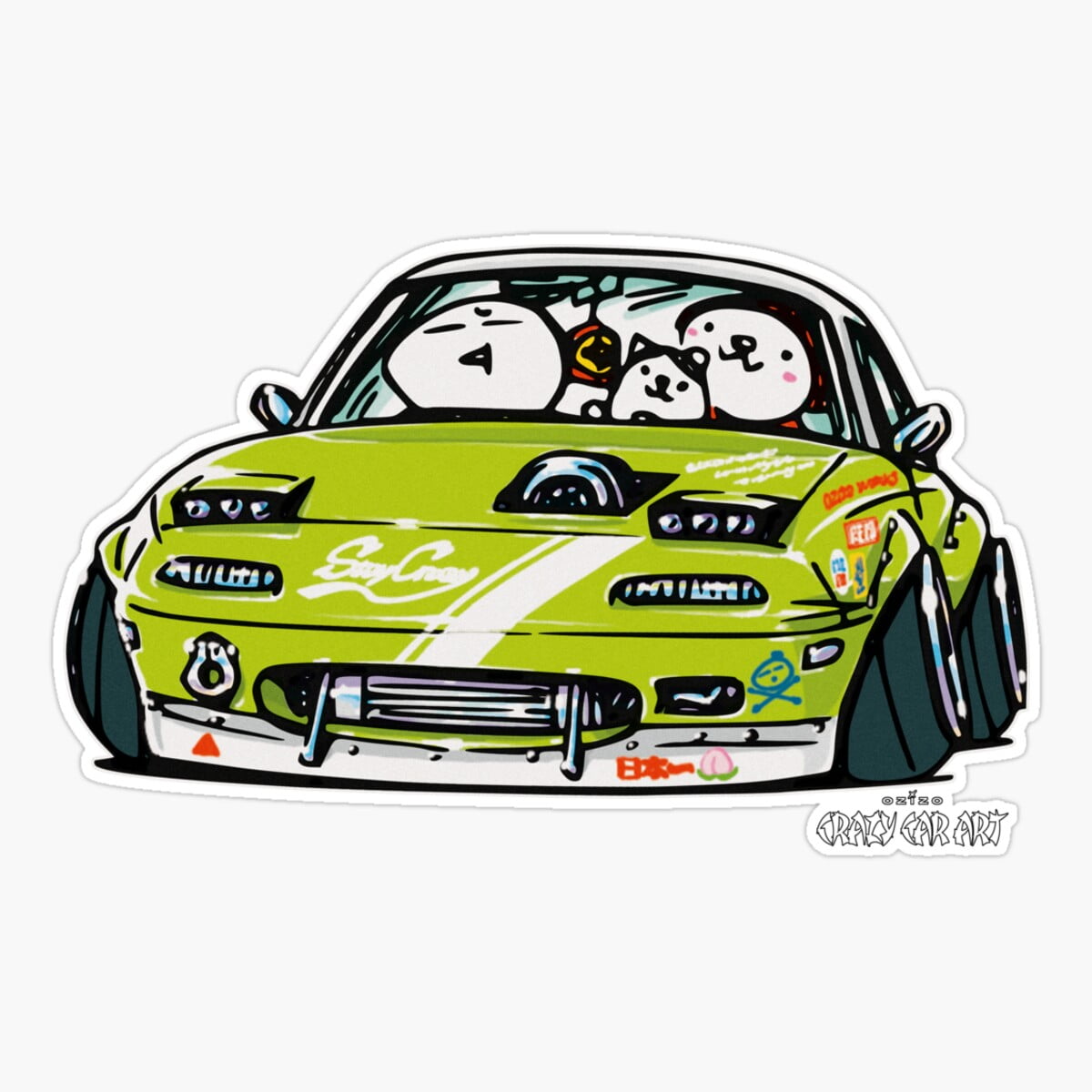 Onim Crazy Car Art 0152 Sticker, Phone Decal Water Bottle Stickers Car ...