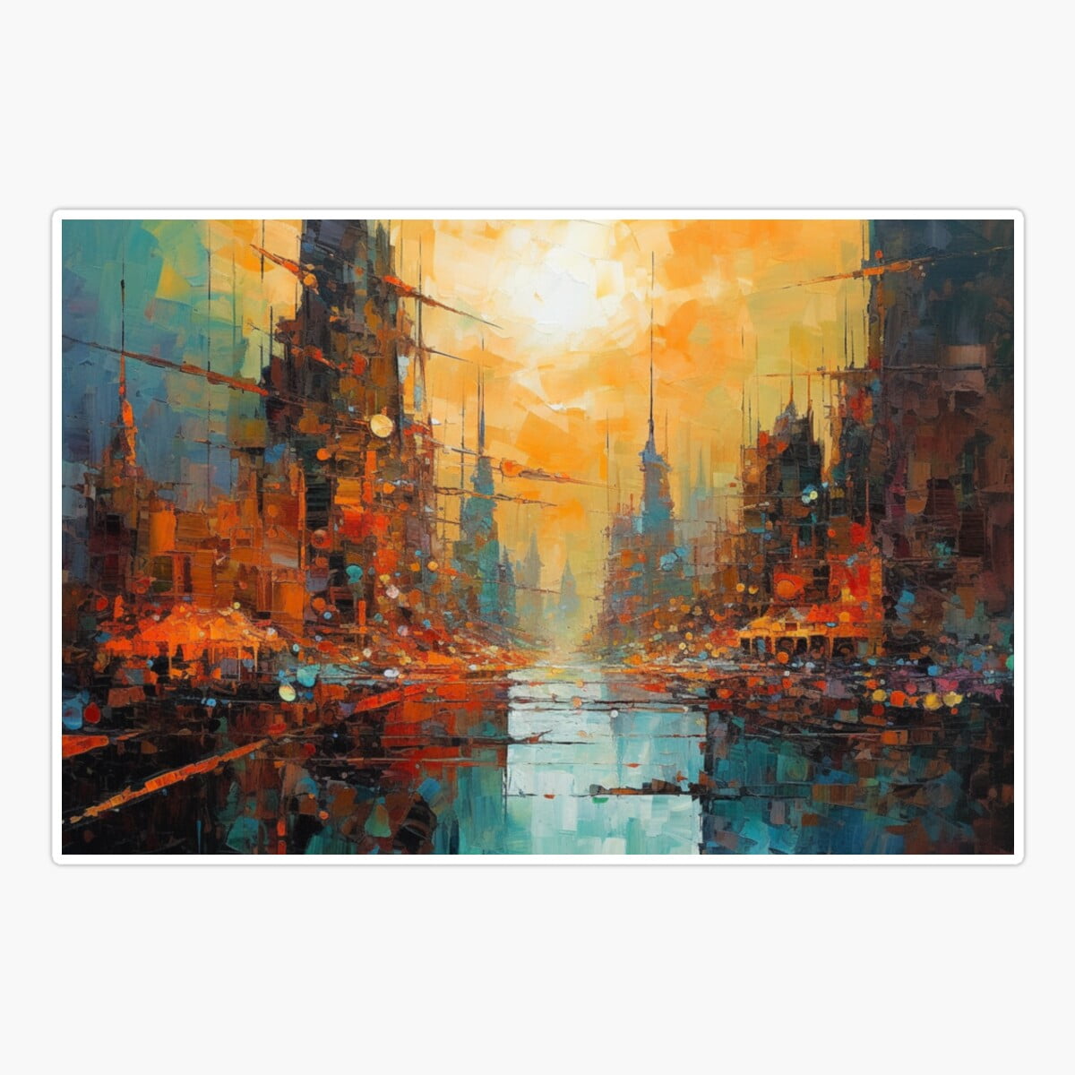 Onim Future Visions Ships: An Abstract Futuristic Cityscape Sticker ...