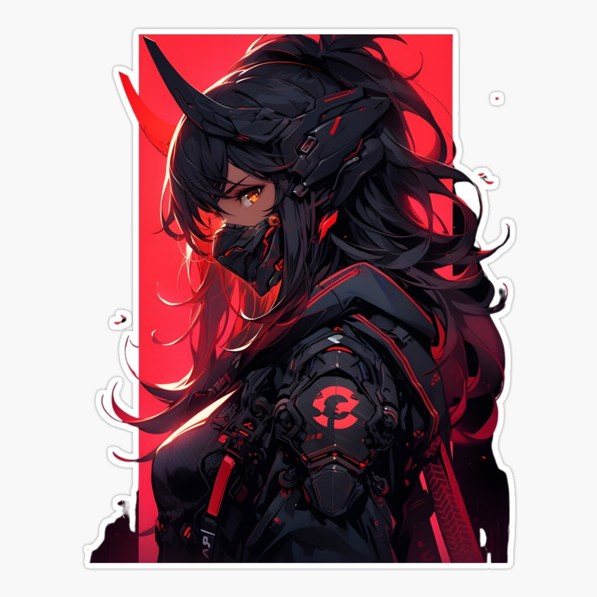 Onim Futuristic Neon Glow: Cyberpunk Anime Girl Artwork Sticker, Phone ...