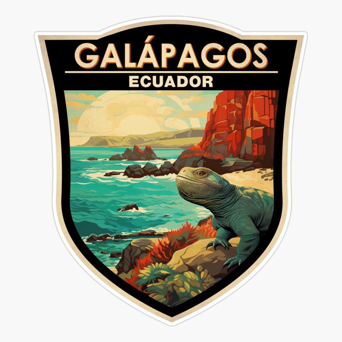 Onim Galapagos Islands Travel Art Badge Sticker, Phone Decal Water ...