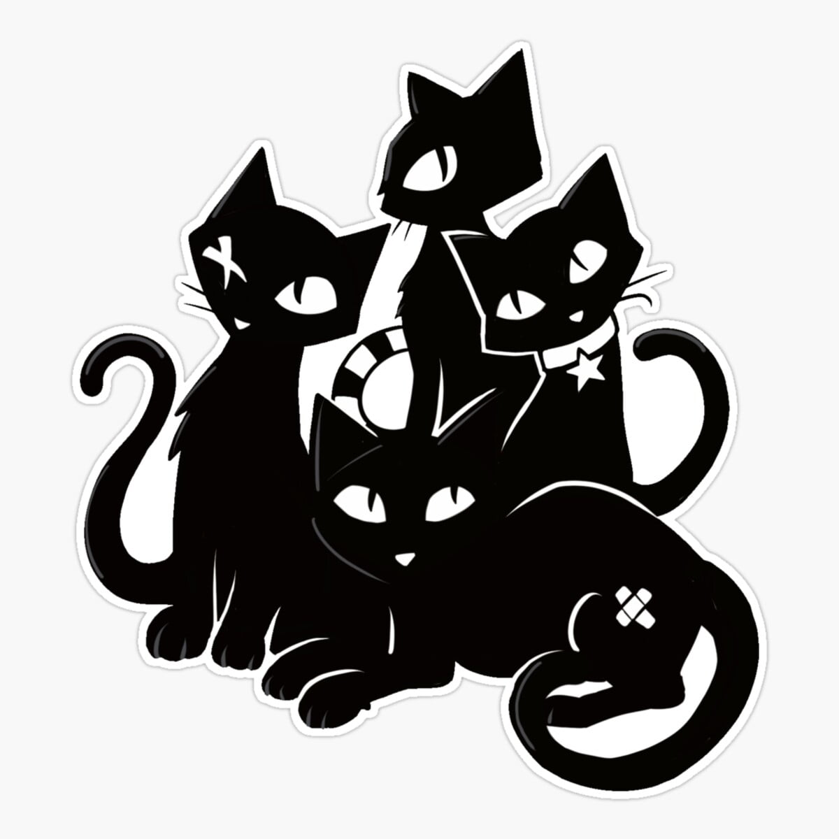 Onim Gang Of Black Cats Sticker, Phone Decal Water Bottle Stickers Car ...