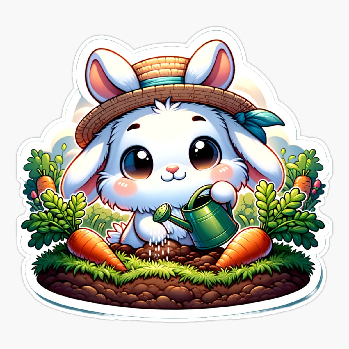 Onim Garden Guardian: The Carrot-Caring Bunny Sticker, Phone Decal ...