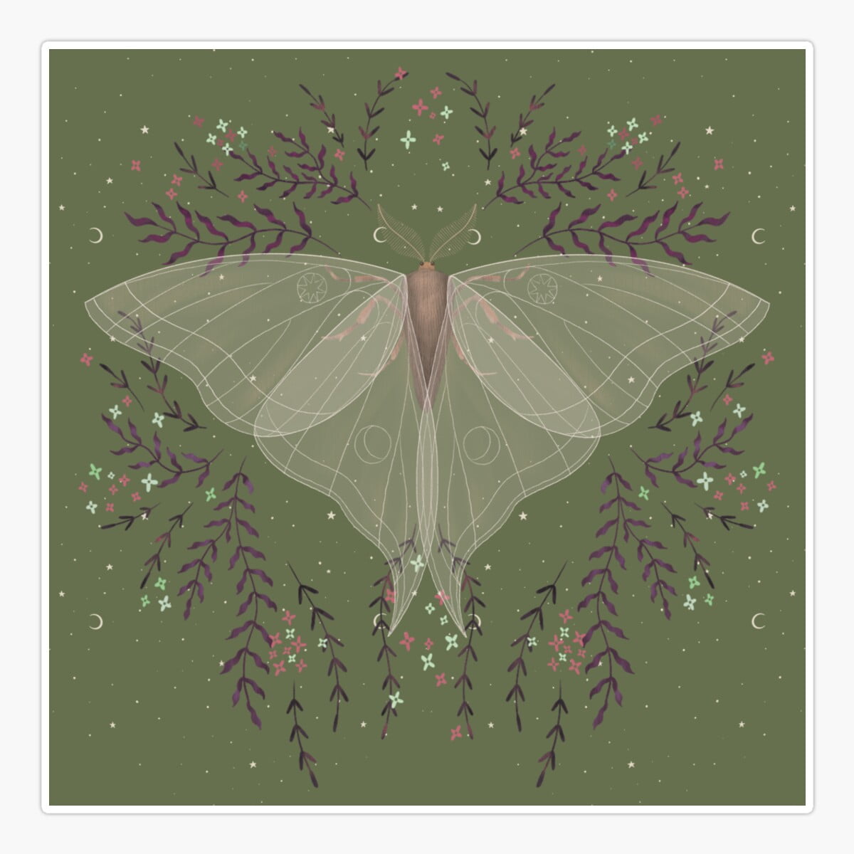 Onim Garden Moth Sticker, Phone Decal Water Bottle Stickers Car Decals ...