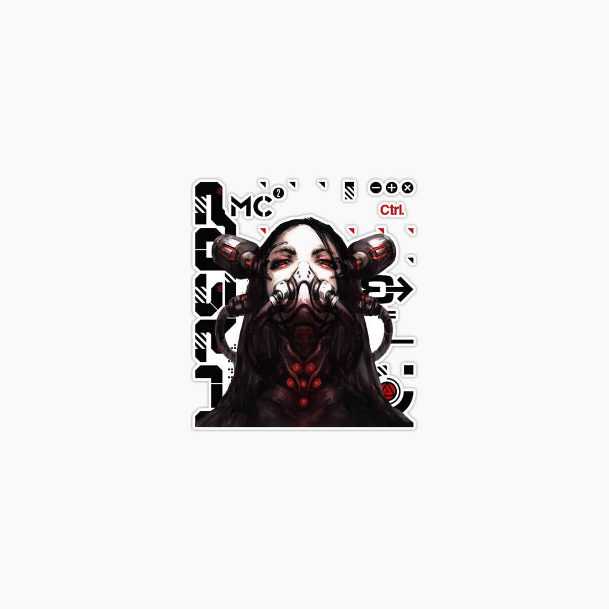 Onim Gas Mask Girl Cyberpunk Vaporwave Urban Style Sticker, Phone Decal ...