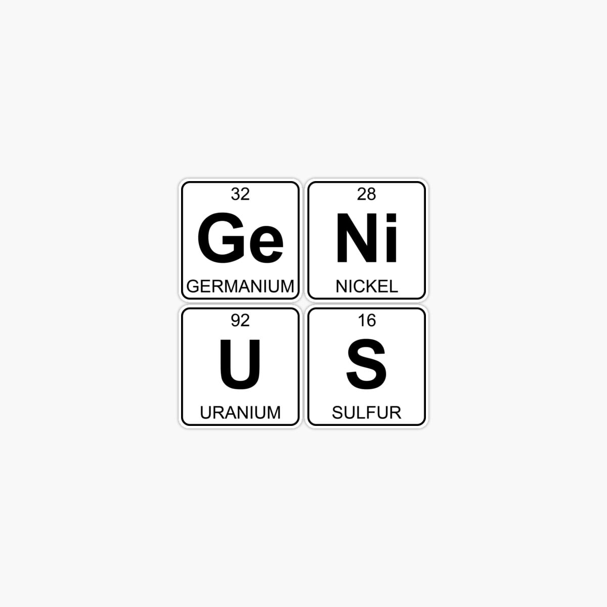Onim Ge Ni U S - Genius - Periodic Table - Chemistry Sticker - Walmart.com
