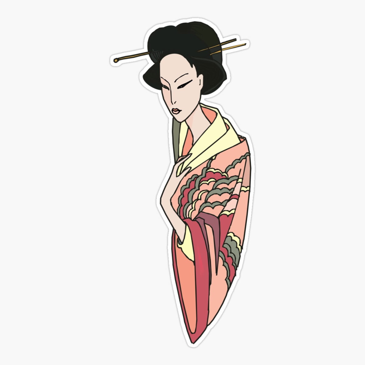 Onim Geisha Art Traditional Japanese Classic Sticker, Phone Decal Water ...