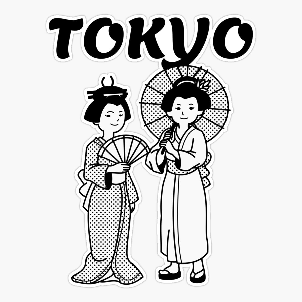 Onim Geisha - Japanese Icons Sticker, Phone Decal Water Bottle Stickers ...