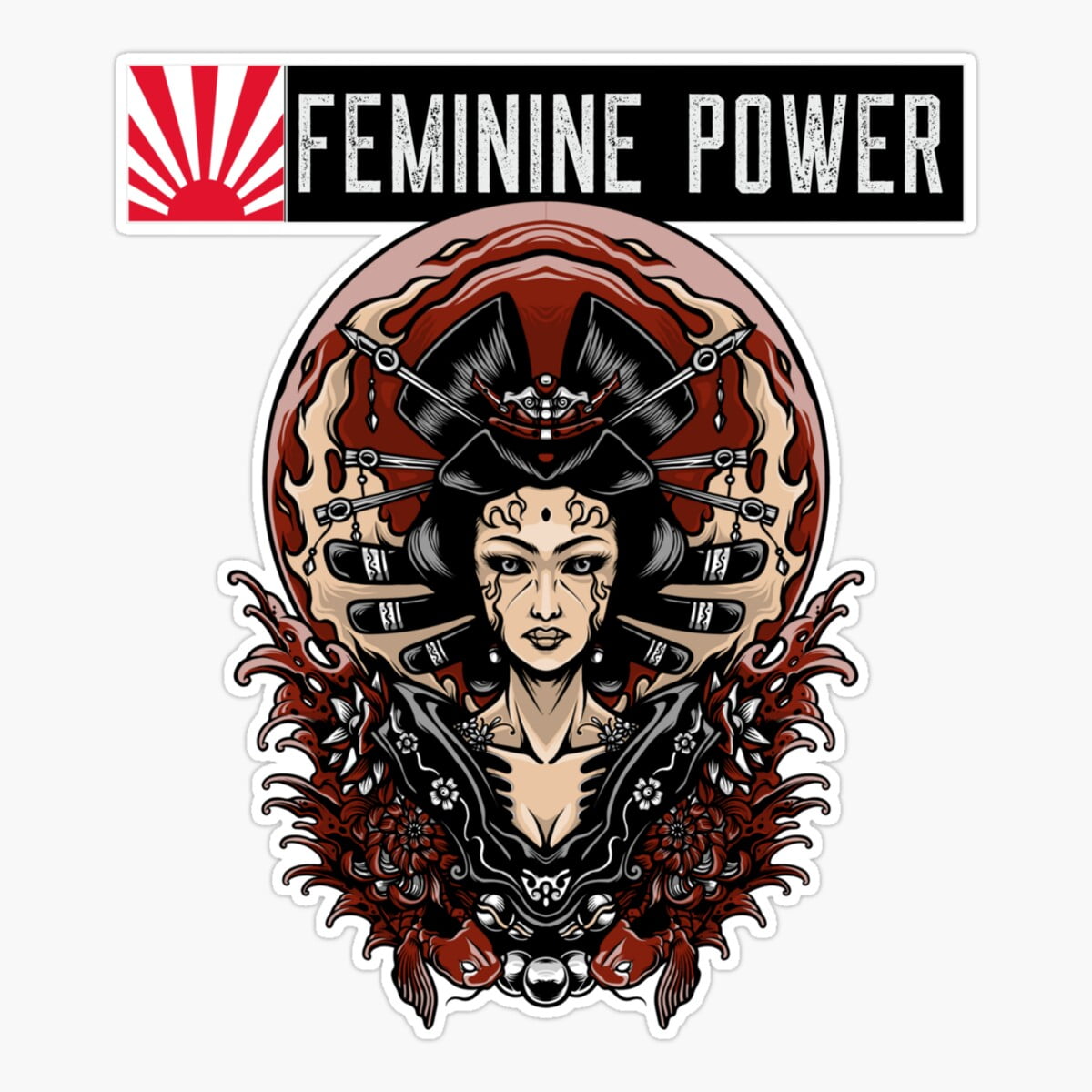 Onim Geisha - Japanese Icons Sticker, Phone Decal Water Bottle Stickers ...