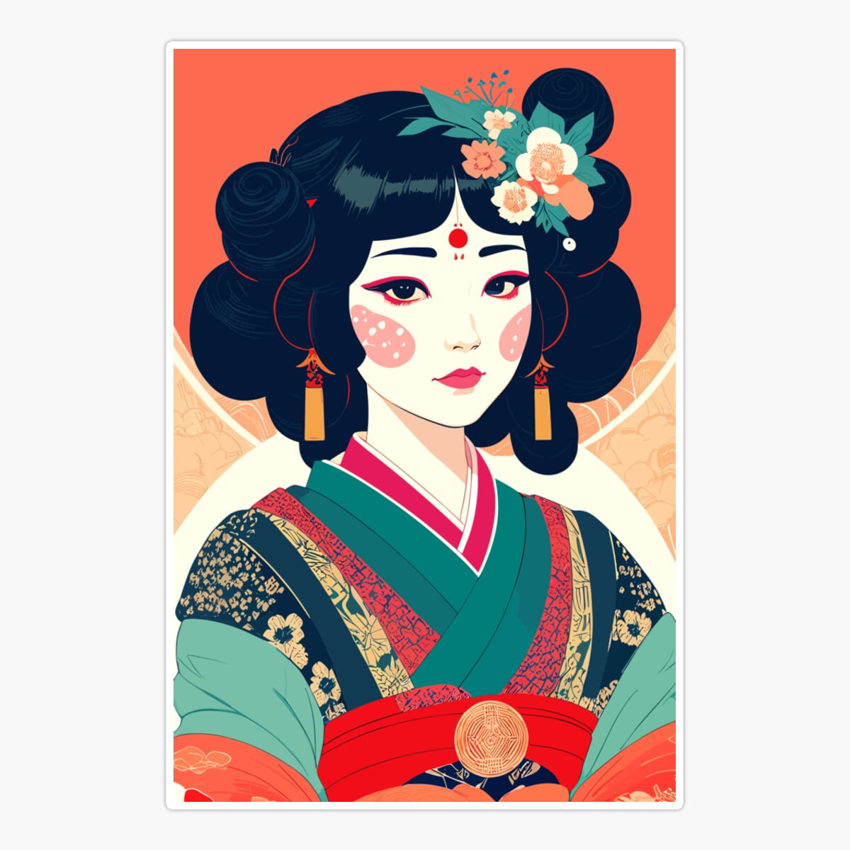 Onim Geisha Woman Japan Portrait Woman Geisha Japanese Sticker, Phone ...