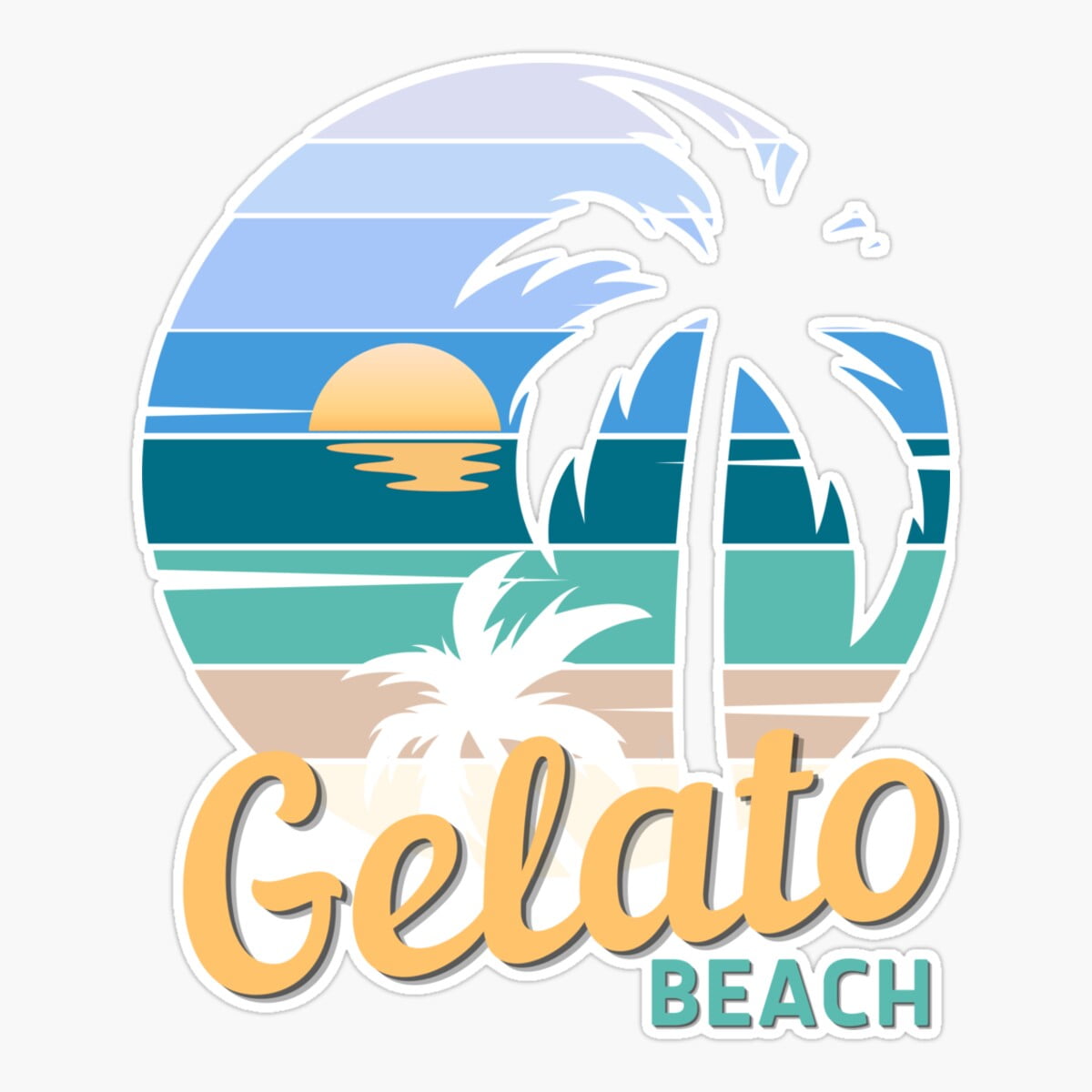 Onim Gelato Beach - Retro Sunset, Video Gamer Sticker, Phone Decal ...