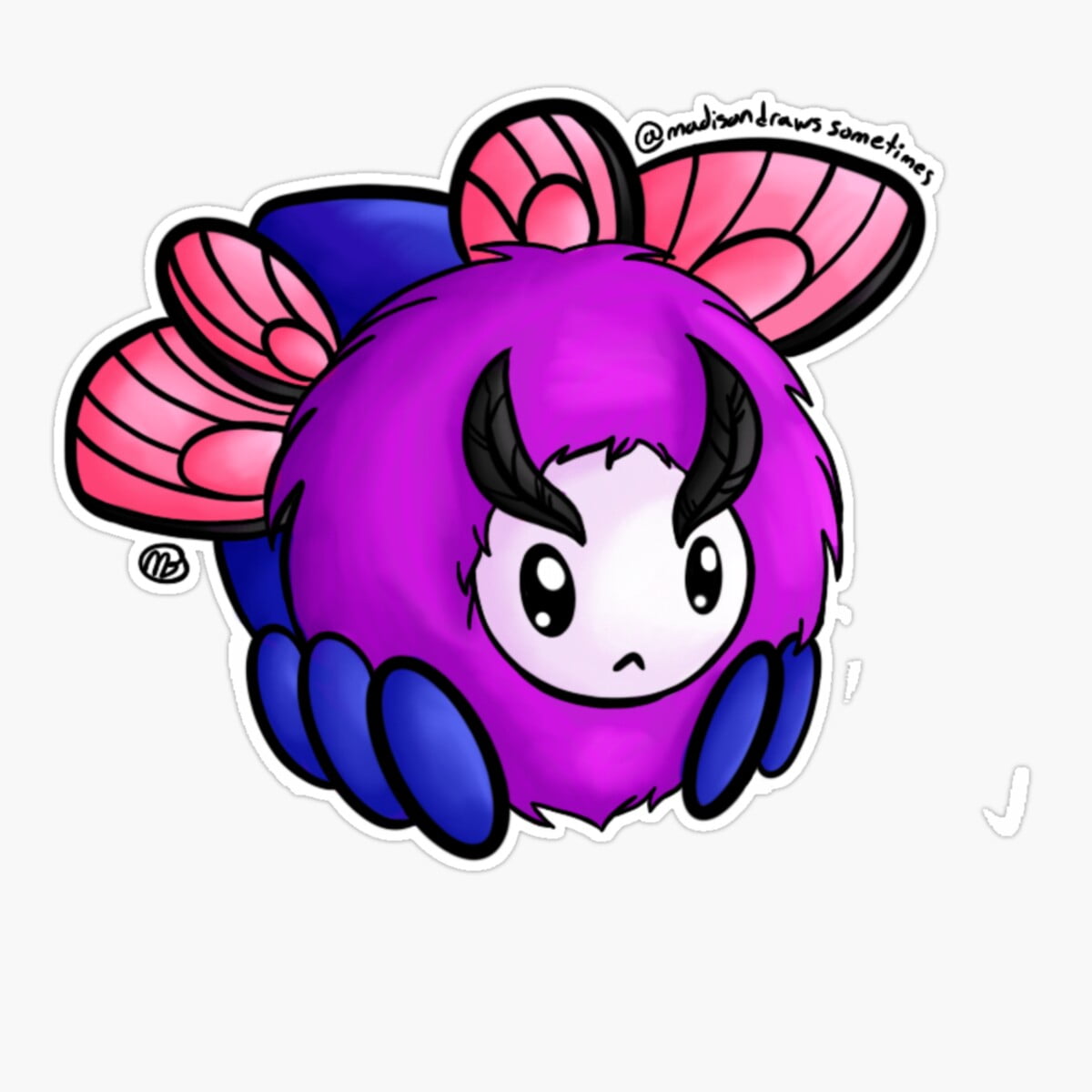 Onim Genderfluid Pride Moth Sticker, Phone Decal Water Bottle Stickers ...