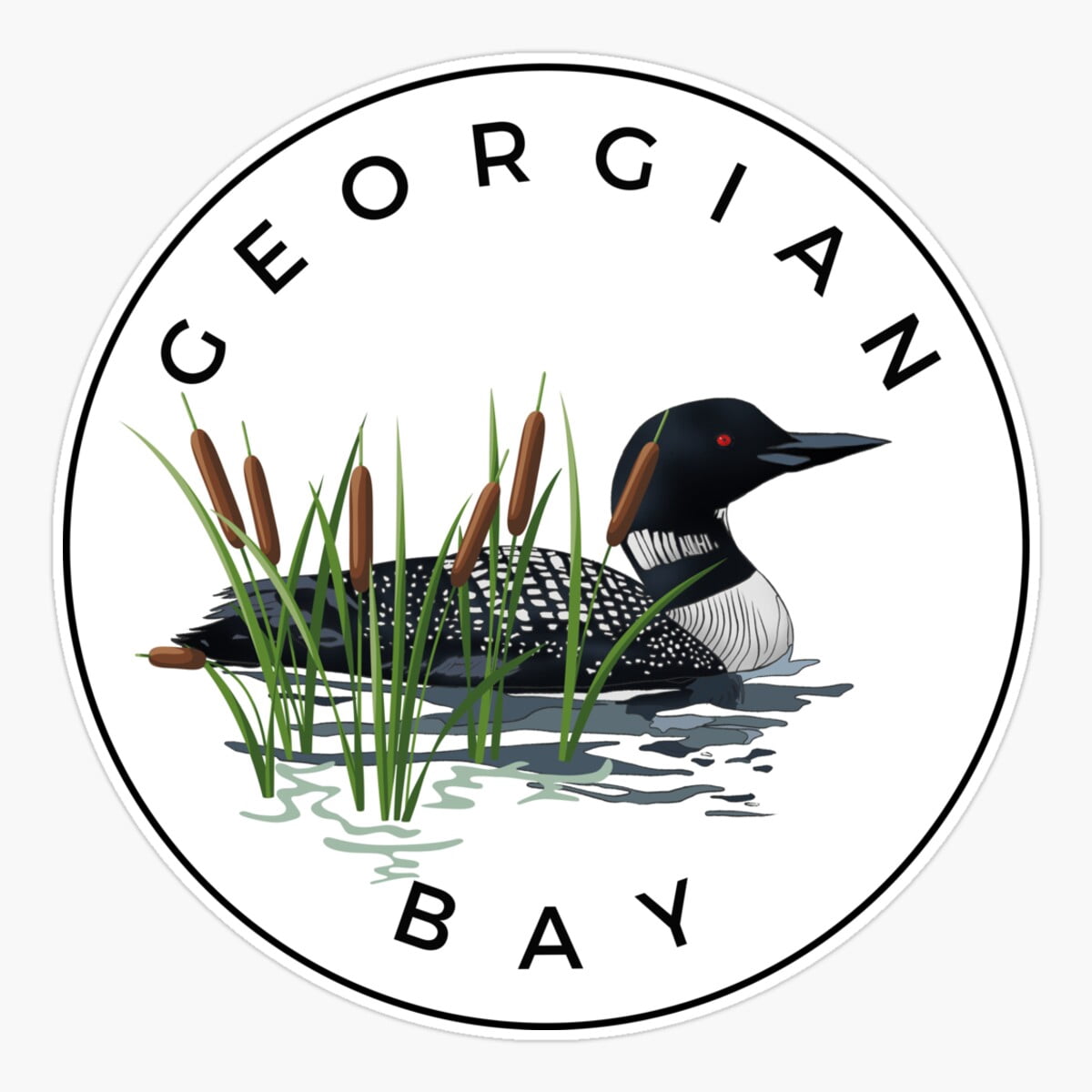 Onim Georgian Bay Loon Sticker, Phone Decal Water Bottle Stickers Car ...