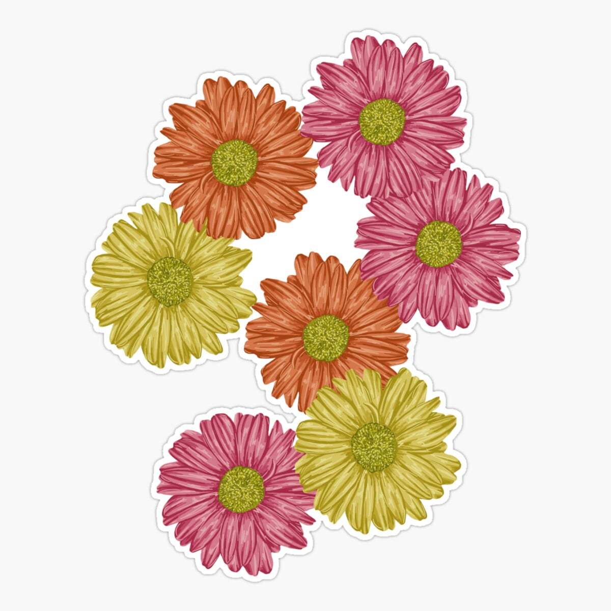 Onim Gerber Daisies - Bright Sticker, Phone Decal Water Bottle Stickers ...