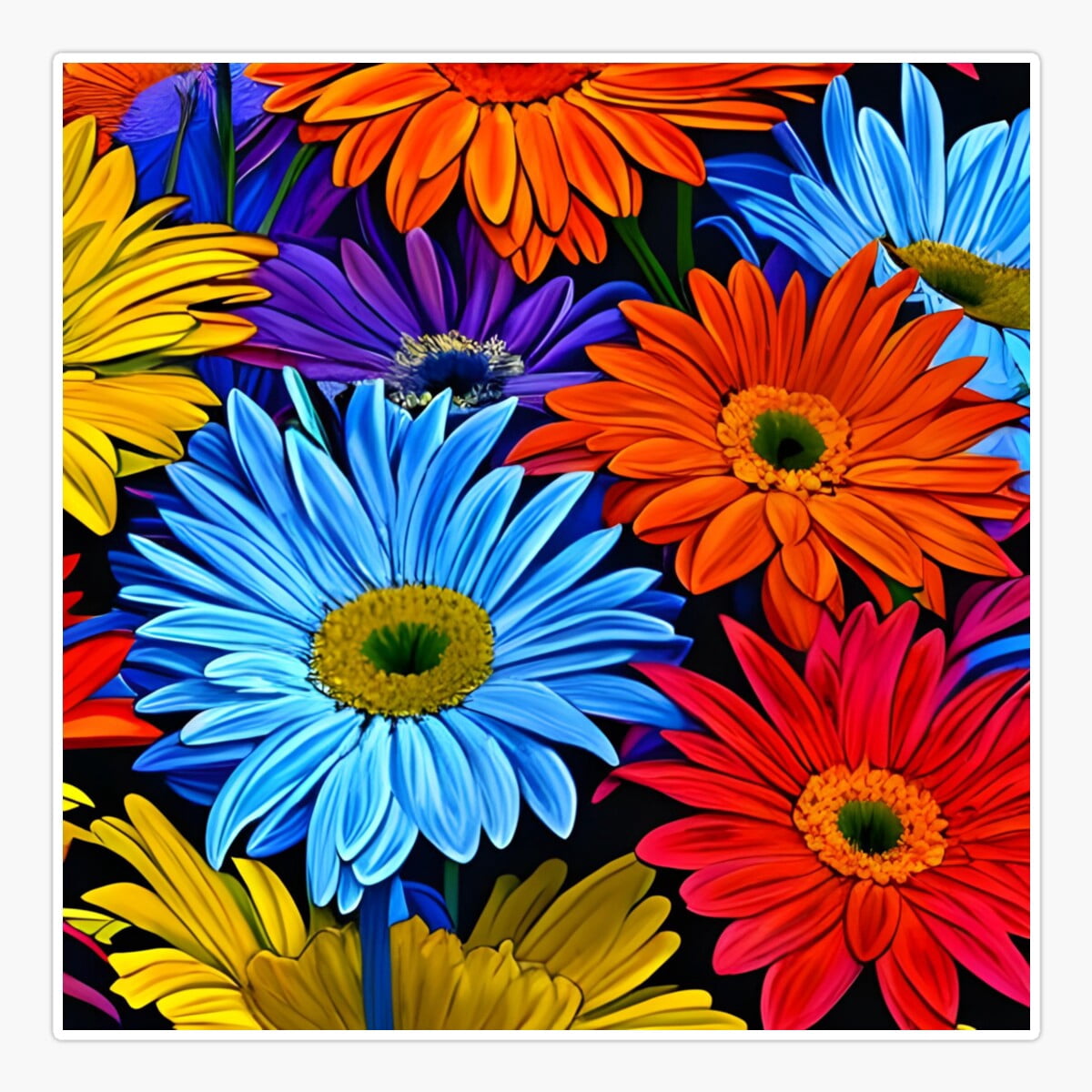 Onim Gerbera Daisy Colors Sticker, Phone Decal Water Bottle Stickers ...