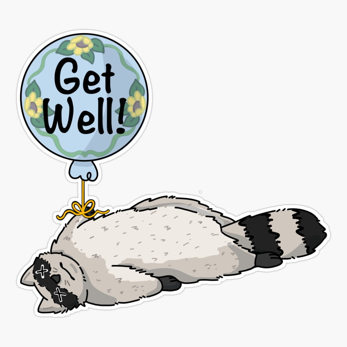 Onim Get Well Soon, Raccoon! Sticker, Phone Decal Water Bottle Stickers ...