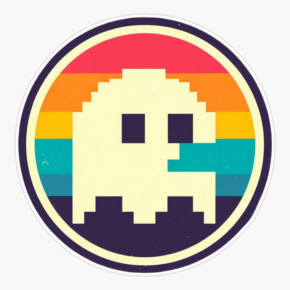 Onim Ghost Pac Man Vintage Retro Sticker, Phone Decal Water Bottle ...