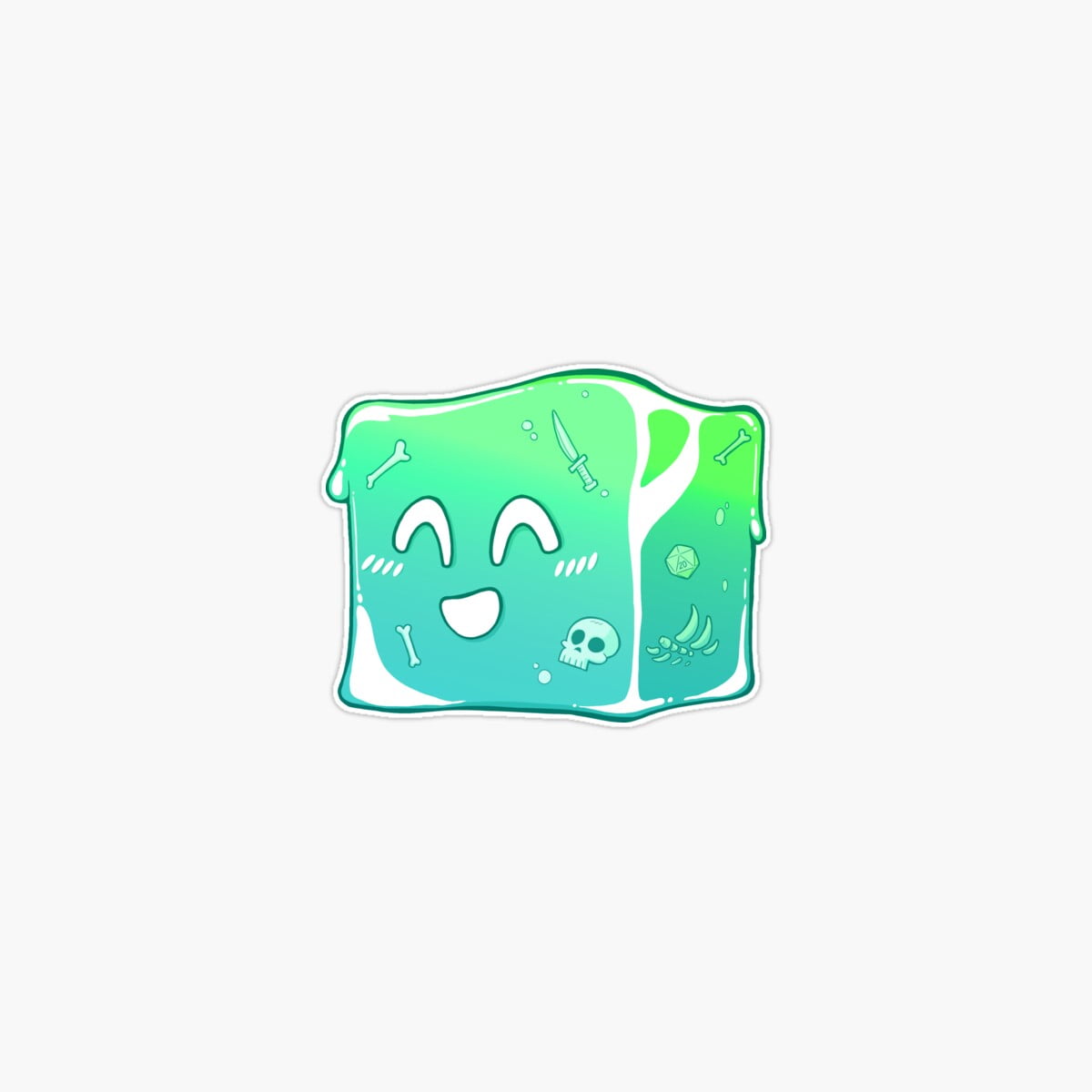 Onim Giggly Gelatinous Cube - Cute D&D Adventures Sticker, Phone Decal ...