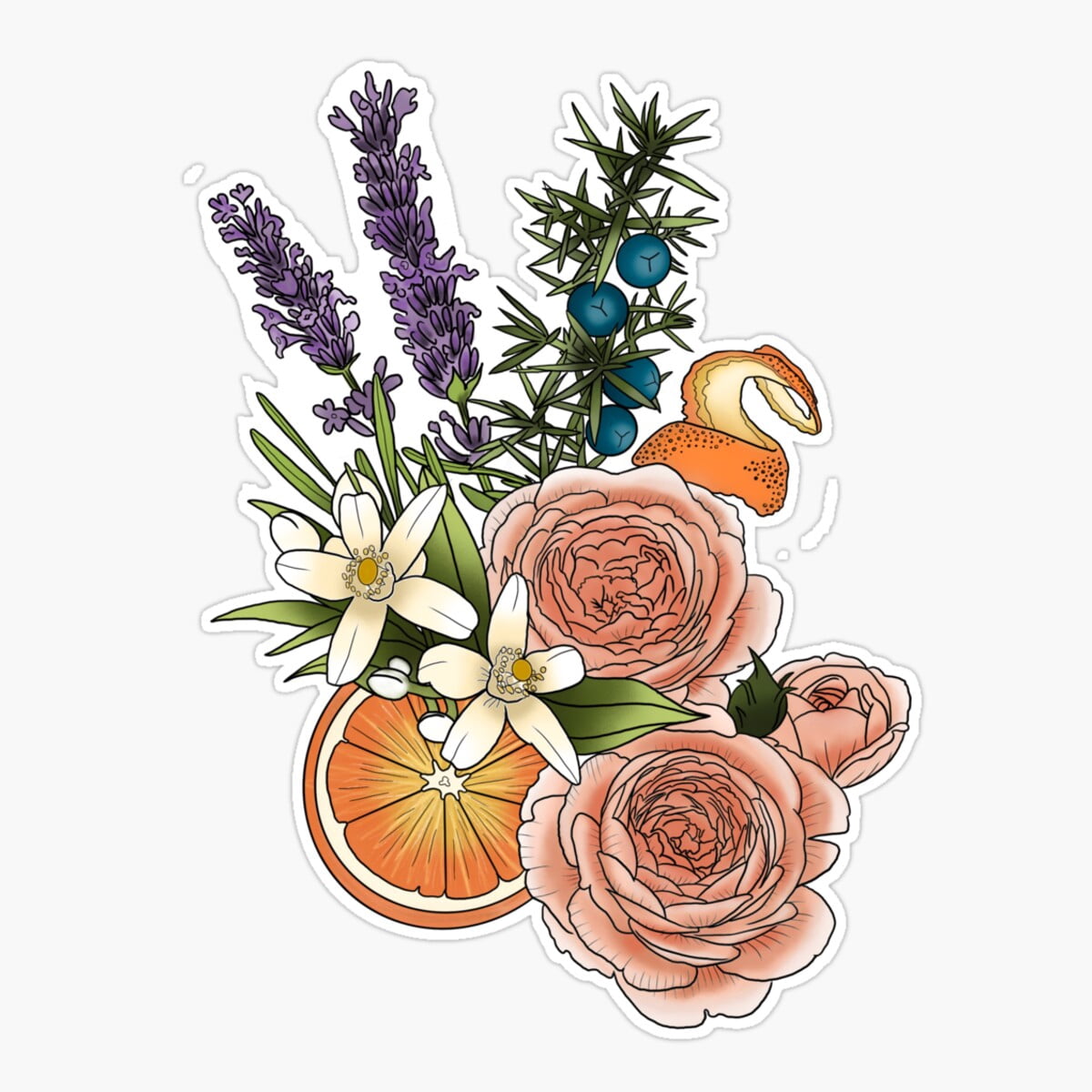 Onim Gin-Gredients - Hendricks Midsummer Solstice Sticker, Phone Decal ...